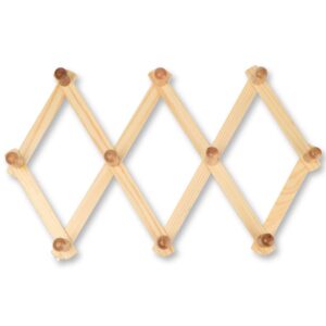 natural wooden expandable 10 peg coat hooks key holder hat closet hook fold shelf bathroom rack fixed on wall hanger(12.6inch,wood color)