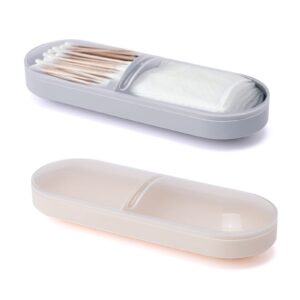 portable travel cotton pad storage case cotton swab ball holder dispenser sponge and cosmetic storage box with transparent lid storage jar sanitary napkins pad container dental sealed floss box 2 pcs