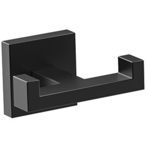 bozwell double towel hooks for bathroom matte black wall mount，simple modern square style coat robe hook，stainless steel heavy duty door hanger for bathroom bedroom kitchen hotel pool 1502-b-1