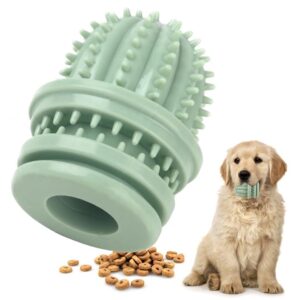 comfpet dog chew toys for teething and cleaning, rubber puppy toys, dog dental chews toy, interactive dog toys for small/medium dog, cactus shape(green)