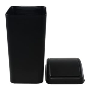 Drephia 4.5 Gallon Plastic Trash Can with Swing Top Lid, Slim Garbage Bins for Bathroom, Bedroom, Office, Black