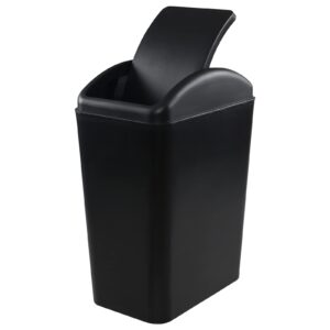 drephia 4.5 gallon plastic trash can with swing top lid, slim garbage bins for bathroom, bedroom, office, black