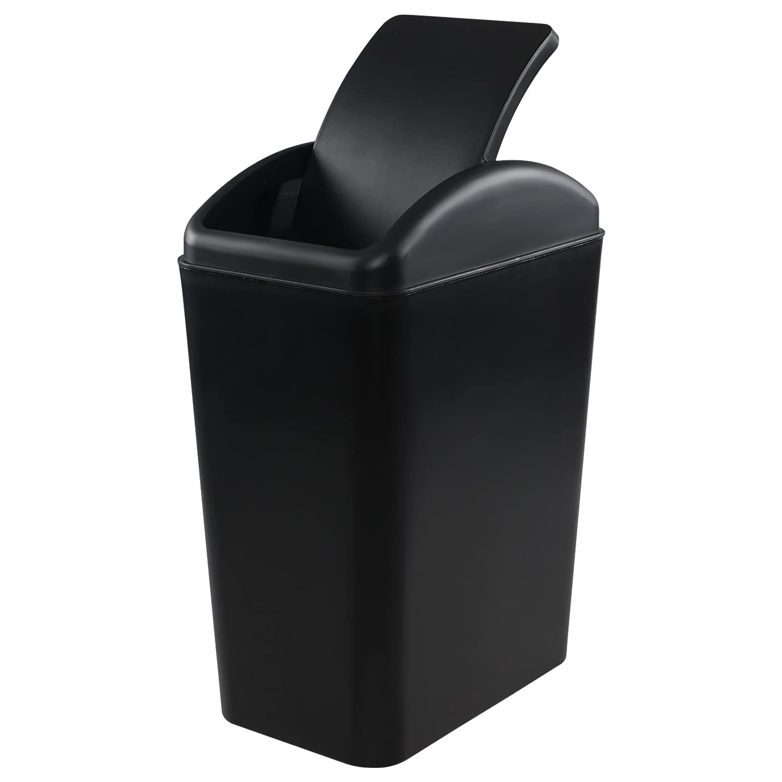 Drephia 4.5 Gallon Plastic Trash Can with Swing Top Lid, Slim Garbage Bins for Bathroom, Bedroom, Office, Black