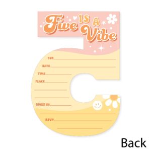 Big Dot of Happiness Five is a Vibe - Shaped Fill-In Invitations - Boho Hippie Fifth Birthday Party Invitation Cards with Envelopes - Set of 12