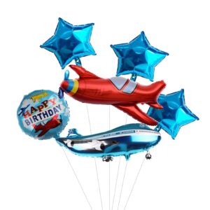 6 pcs airplane balloons,aviator adventure airplane theme balloons baby shower birthday party supplies decorations