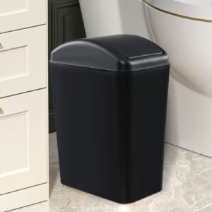 Drephia 4.5 Gallon Plastic Trash Can with Swing Top Lid, Slim Garbage Bins for Bathroom, Bedroom, Office, Black