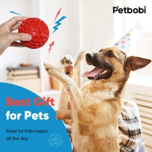 Petbobi Dog Squeaky Toys, Dog Ball Toy for Medium Large Dog, Durable Dog Chew Toys for Aggressive Chewers, Interactive Dog Toy with Non-Toxic Natural Rubber, Red