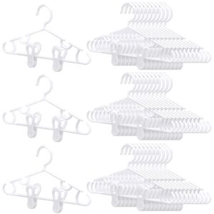 hsei 120 packs baby hangers with clips toddler hangers kids hangers with clips for pants closet coat skirts socks (white)