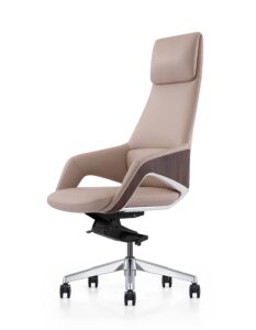 limari home melrost collection modern high back adjustable leather executive office chair, beige, silver