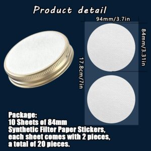 Mushroom Growing Supplies 0.25 μm - 20Pcs 84mm Filter Filter Disc Mushroom, Membrane Filter Sticker, Mycology Supplies, Applied Under Wide Mouth Jar Lid for Mushroom Cultivation