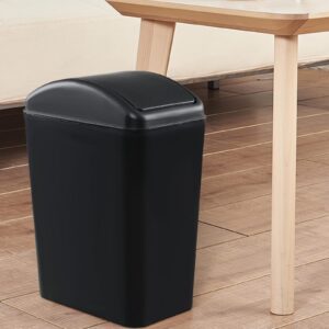 Drephia 4.5 Gallon Plastic Trash Can with Swing Top Lid, Slim Garbage Bins for Bathroom, Bedroom, Office, Black