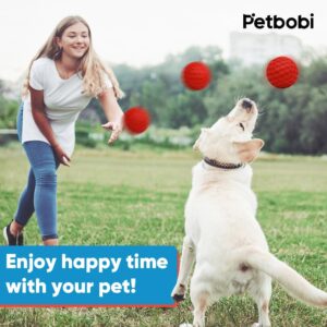 Petbobi Dog Squeaky Toys, Dog Ball Toy for Medium Large Dog, Durable Dog Chew Toys for Aggressive Chewers, Interactive Dog Toy with Non-Toxic Natural Rubber, Red