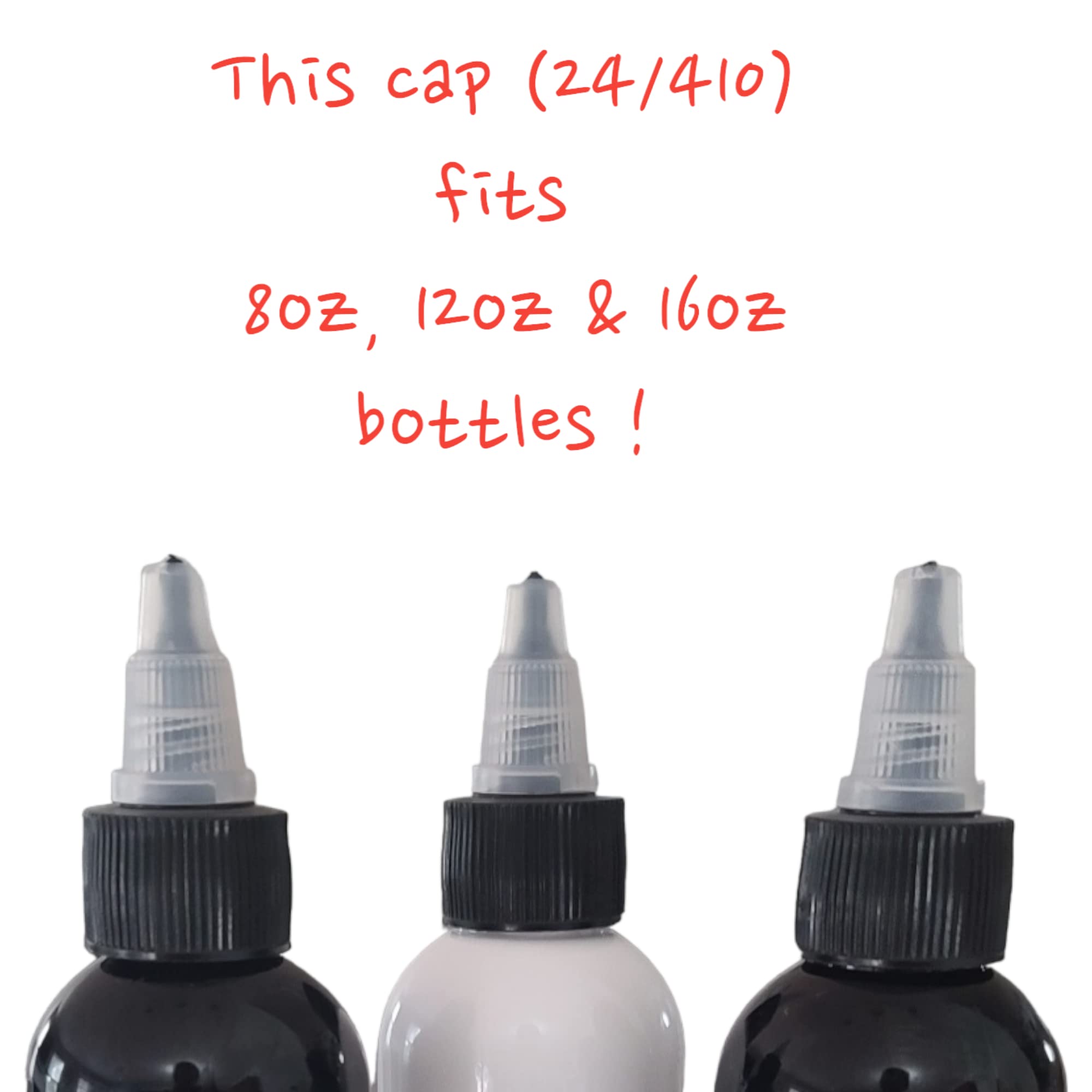 Black & Natural Plastic Twist Top Caps (24/410) with Press and Seal Liners for Squeeze Bottles Replacement Caps Cosmetic Bottles Arts and Crafts (12 Pack)