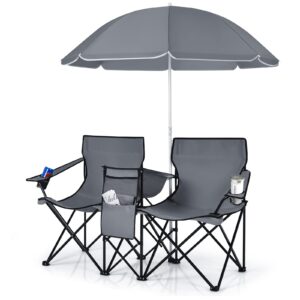 op70621gr double portable picnic chairs, grey