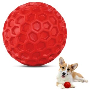 Petbobi Dog Squeaky Toys, Dog Ball Toy for Medium Large Dog, Durable Dog Chew Toys for Aggressive Chewers, Interactive Dog Toy with Non-Toxic Natural Rubber, Red