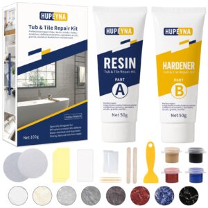 tub, tile and shower repair kit (color match), hupeyna porcelain repair kit, bathtub repair kit for chips dents cracks holes scratchs, etc. fiberglass repair kit - offer more color options