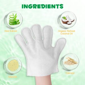 AIOBEECY Cleaning Pet Gloves Wipes for Dogs and Cats, Coconut Oil Cleaning Pet Gloves Can Nourish Fur for Puppies/Cats, Cleaning & Deodorizing Pet Gloves Wipes, Degradable Pet Wipes(Glove, 6Pcs)