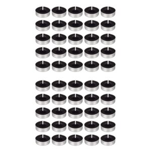 mega candles 50 pcs unscented black tea lights candle, pressed wax candles 3.5 hour burn time, for home décor, wedding receptions, baby showers, birthdays, celebrations, party favors & more