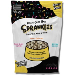 sprankles freeze dried dog food for small & large breeds dogs, 16 oz chicken dog food toppers for picky eatres, made in usa - grain free & all natural freeze dried dog treats made with 96% meat organs