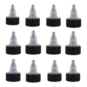 black & natural plastic twist top caps (24/410) with press and seal liners for squeeze bottles replacement caps cosmetic bottles arts and crafts (12 pack)