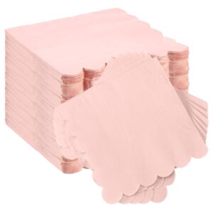 ireer 100 pcs pink napkins disposable 5 x 5 inch scalloped napkins thick paper napkins cocktail luncheon napkins for tea party wedding bridal baby shower thanksgiving christmas dinner birthday