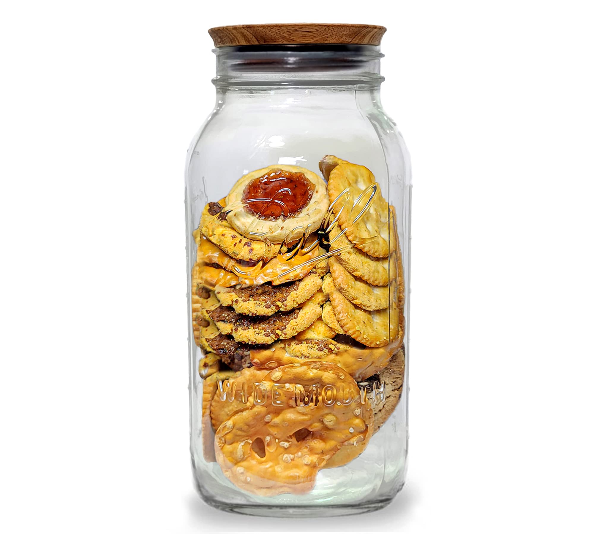 Wide Mouth Mason Jar 64 oz - (1 Pack) - Ball Wide Mouth 64-Ounces Half Gallon Mason Jar with M.E.M Wooden Storage Lid. Ball 64oz Wide Mouth Half Gallon Mason Jar For Storage, Grains, Herbs, Pasta,