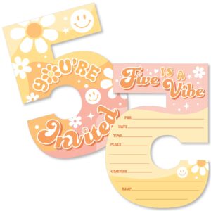 big dot of happiness five is a vibe - shaped fill-in invitations - boho hippie fifth birthday party invitation cards with envelopes - set of 12