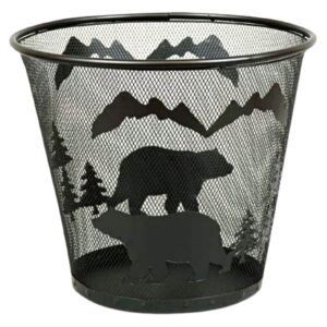 bestgiftever wastebaskets with black bear and mountain scenery design - rustic cabin lodge decor