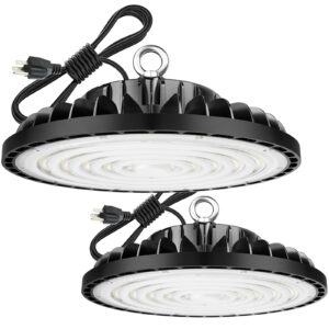 jomitop 200 watt high bay led light 28000 lumen etl listed 5000k bright white, 800w hps or mh bulbs equivalent, industrial highbay light, warehouse light fixtures, ac 90-277v 2 pack