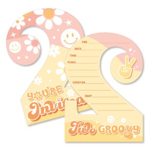 big dot of happiness two groovy - shaped fill-in invitations - boho hippie second birthday party invitation cards with envelopes - set of 12