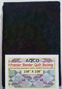 premier quilt backing, king, seamless, blender black, 108"x108", by aqco