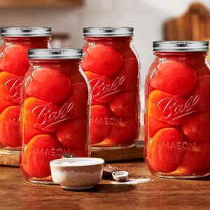 Regular Mouth Mason Jars 32 oz - (4 Pack) - Ball Regular Mouth Quart 32-Ounces Mason Jars With Airtight lids and Bands - For Canning, Fermenting, Pickling, Freezing, Storage + M.E.M Rubber Jar Opener