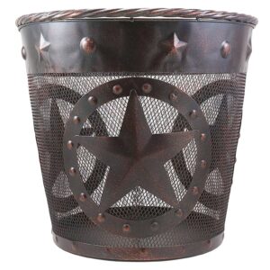 bestgiftever rustic wastebasket with star design - metal mesh copper finish wastebasket for western bathroom decor, lodge cabin style, rustic home accessories, rustic trash can for country homes