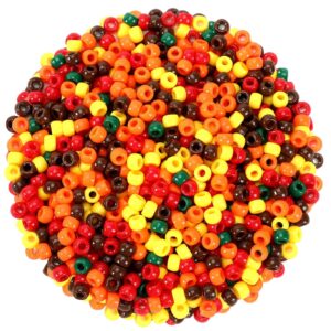 upins 1200pcs fall pony beads, autumn thanksgiving pony beads for hair beads diy crafts thanksgiving autumn party decoration supplies