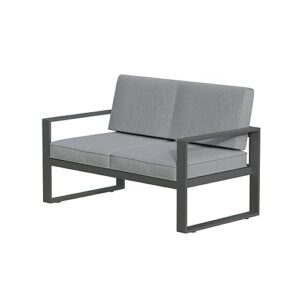 may in color aluminum outdoor loveseat, modern metal patio furniture contemporary 2-seat sofa chair with cushion, gery