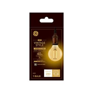 ge vintage style led light bulb, 40 watt, amber finish, g25 globe bulb (1 pack)