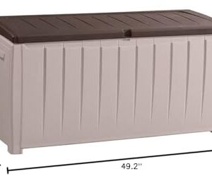 SZCURC Novel 90 Gallon Weather Resistant Outdoor Patio Storage Deck Box and Bench,Organization and Storage for Patio Furniture, Outdoor Cushions, Throw Pillows, Garden Tools and Pool Toys