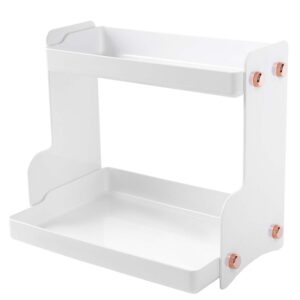 z plinrise 2-tier assembled plastic rack tray, for kitchen storage organizer shelf rack, vanity organizer rack for dresser, bathroom, countertop and more, stackable assembly (white)