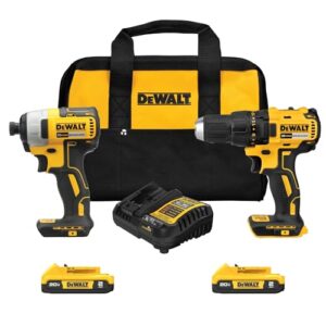 dewalt 20v max cordless drill, impact driver, 2-tool power tool combo kit, brushless power tool set with 2 batteries and charger included (dck277d2)