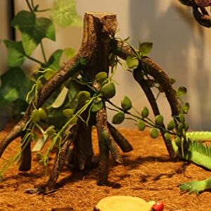 AQUA KT Reptile Corner Climbing Branch with Plant Snake Climb Tree for Bearded Dragon Lizard Hermit Crab Crested Gecko Leopard Chameleon Frog Terrarium Habitat