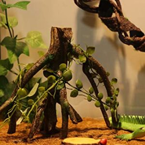 AQUA KT Reptile Corner Climbing Branch with Plant Snake Climb Tree for Bearded Dragon Lizard Hermit Crab Crested Gecko Leopard Chameleon Frog Terrarium Habitat