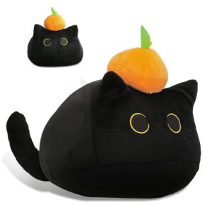 steasmotai black cat plush toys pillow,3d cat shaped stuffed cute animal toy pillow cushion,soft kawaii black cat plush doll cat plush toys stuffed animals plush toys (oe 21in black)