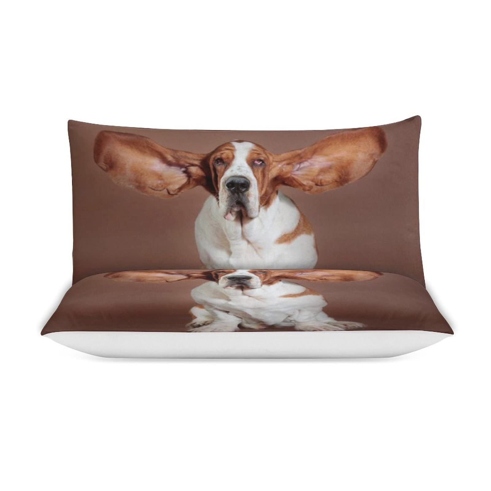 Basset Hound Dog Flying Ears 3 Piece Comforter Sets Bed Set Sheet and Pillowcases 1 Duvet Cover and 2 Pillowcases