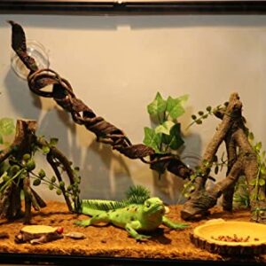 AQUA KT Reptile Corner Climbing Branch with Plant Snake Climb Tree for Bearded Dragon Lizard Hermit Crab Crested Gecko Leopard Chameleon Frog Terrarium Habitat