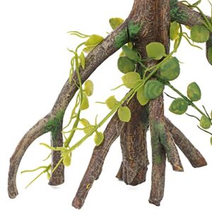 AQUA KT Reptile Corner Climbing Branch with Plant Snake Climb Tree for Bearded Dragon Lizard Hermit Crab Crested Gecko Leopard Chameleon Frog Terrarium Habitat