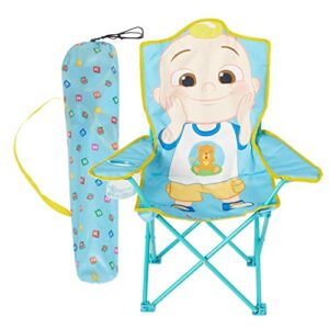 idea nuova kids indoor-outdoor folding camp chair with carry case, cocomelon