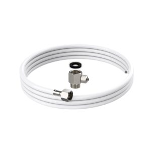 9' polyurethane hose with 1/2" brass mini adapter. connects the warm water from your sink to your bidet bidet (compatible with other bidet brands)