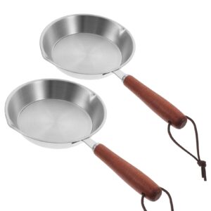 hemoton 2pcs non-stick frying pan mini kitchen skillet stainless steel egg pan multi-use omelet pan stainless steel frying pan stainless skillet cooking pan (diameter 12cm/4.7 inch)