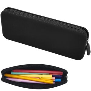 silicone pencil case, waterproof silicone cosmetic bag, pencil bag, multifunctional pencil case aesthetic, zipper storage bag (black)