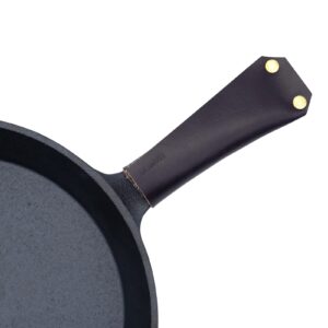 mock st handmade leather cast iron skillet pan handle cover - heat resistant, non-slip, and fits most cookware, for your cooking needs - made with genuine vegetable-tanned leather